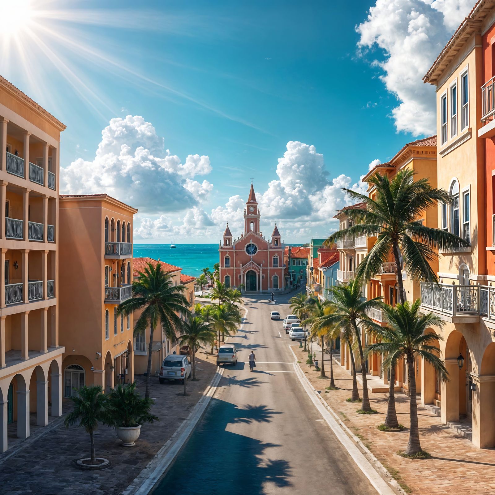 Willemstad, Curacao: Digital Matte Painting in 8k - AI Art