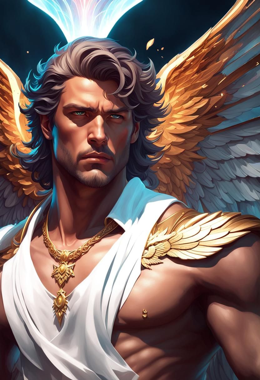 A beautiful male fallen angel 8k resolution concept art portrait by ...