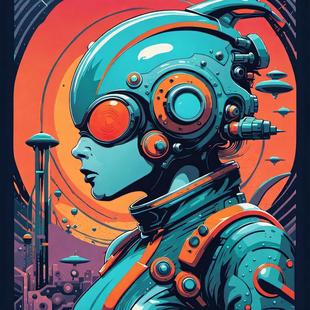 Dolphin complementary colors hypermodernism biopunk sci-fi poster art ...