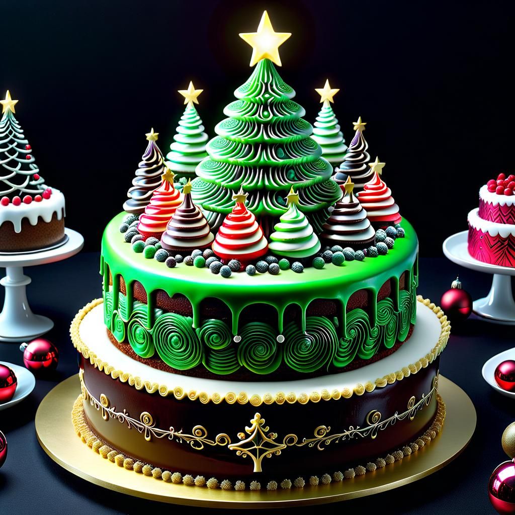 Magic Christmas cakes - AI Generated Artwork - NightCafe Creator