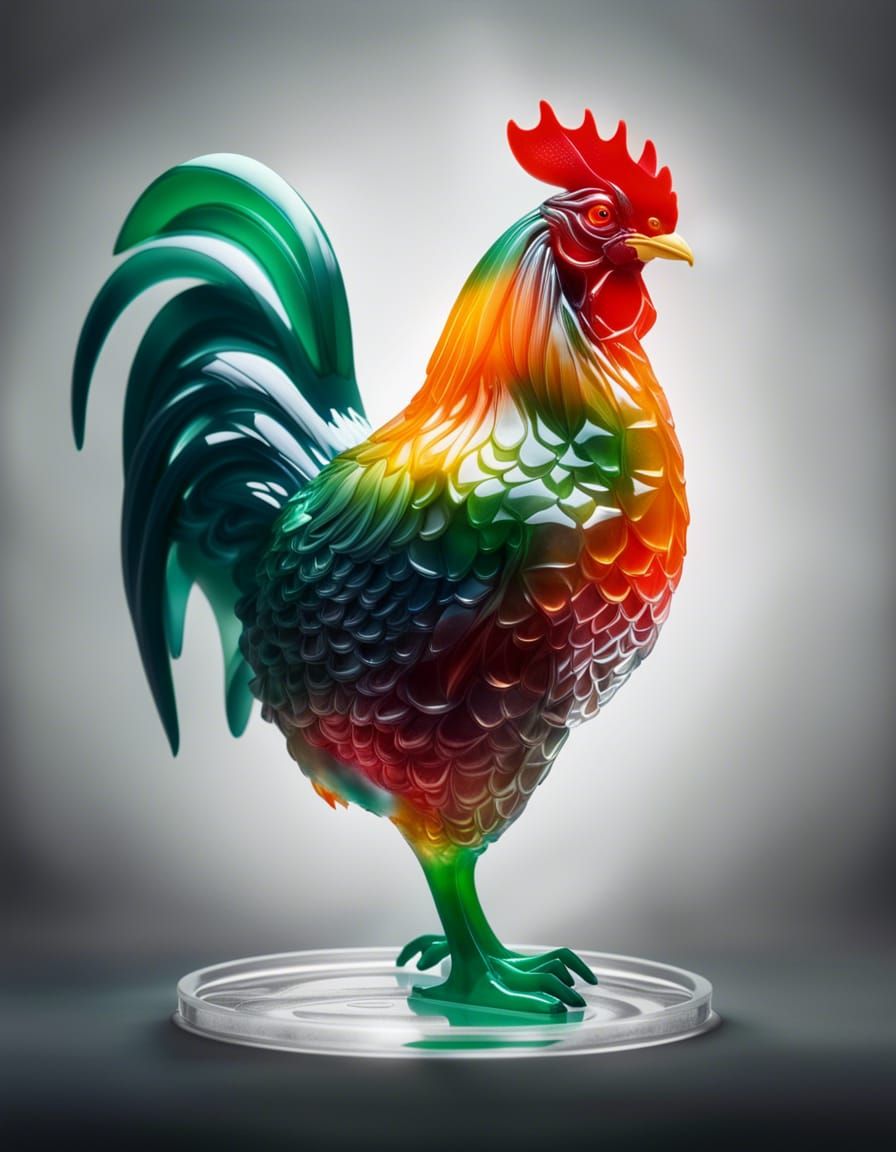 A proud rooster made out of translucent jello - AI Generated Artwork ...
