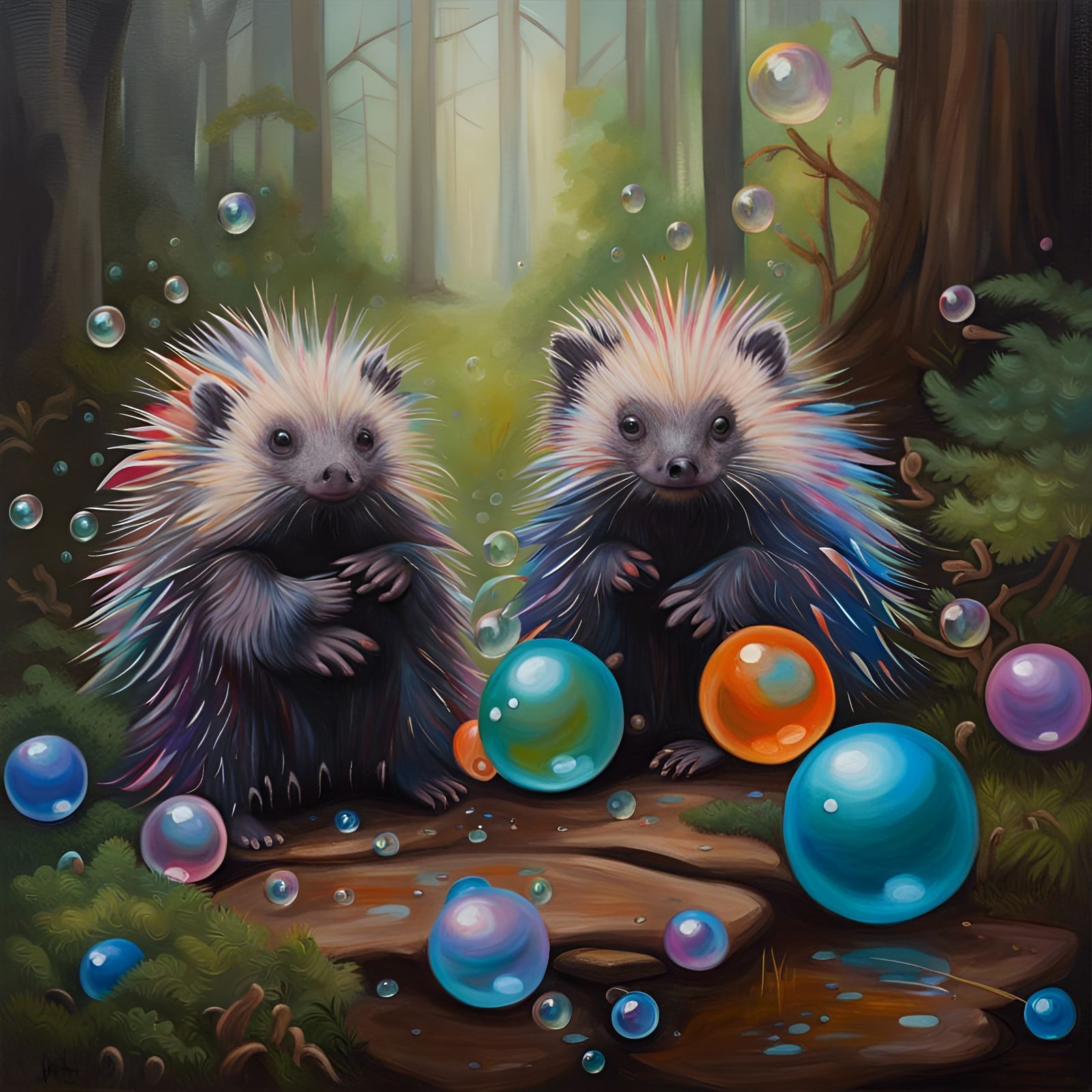 Porcupine Bubble Bash - AI Generated Artwork - NightCafe Creator