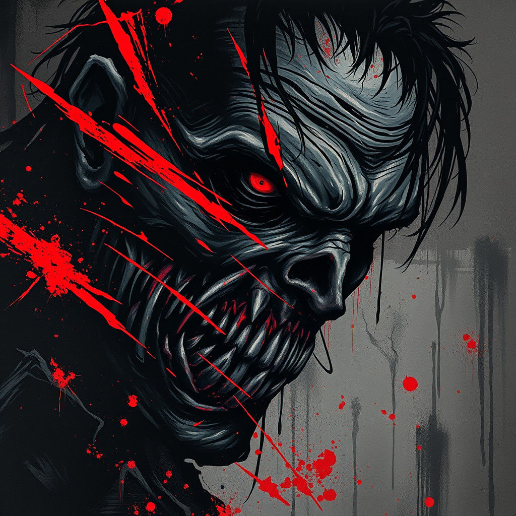 Zombie Night - Dark, Twisted Zombie Portrait in Distressed,