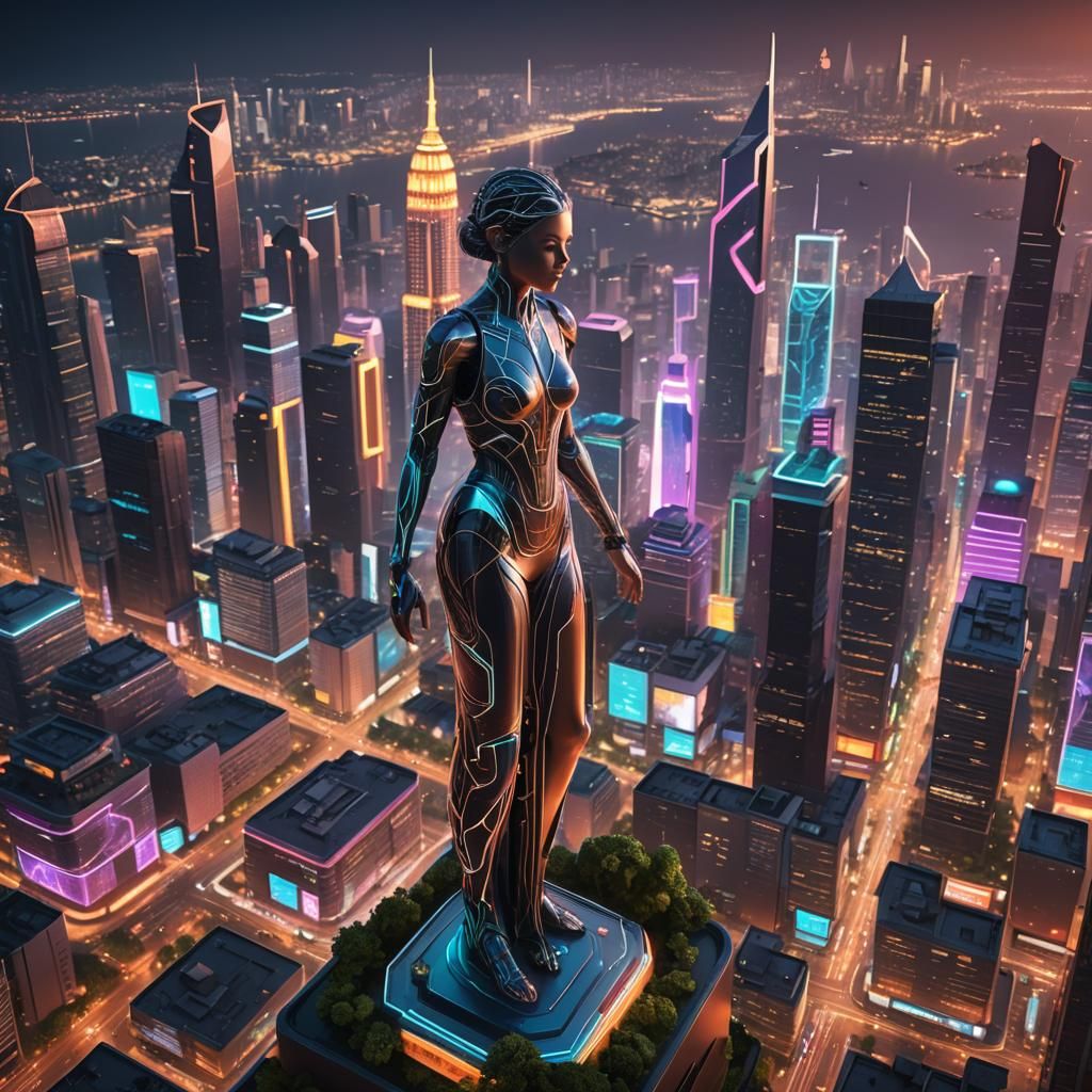 The iconic statue of AI-Annie stands tall. - AI Generated Artwork ...