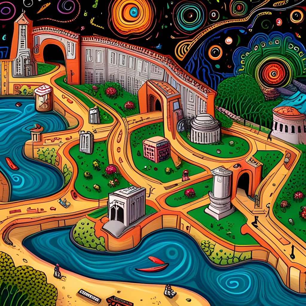 A vibrant, illustrated map - AI Generated Artwork - NightCafe Creator