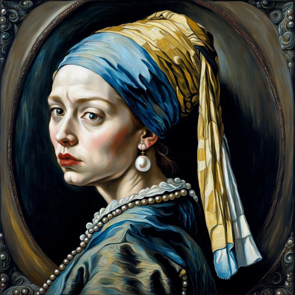 Ivan Albright version of "Girl with Pearl Earring." - AI Generated ...