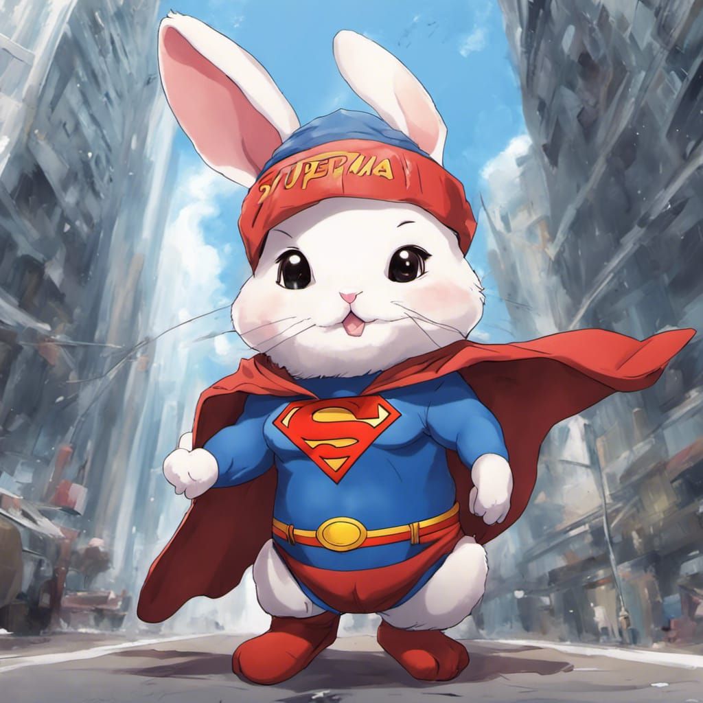 Cute rabbit wearing superman outfit - AI Generated Artwork - NightCafe ...