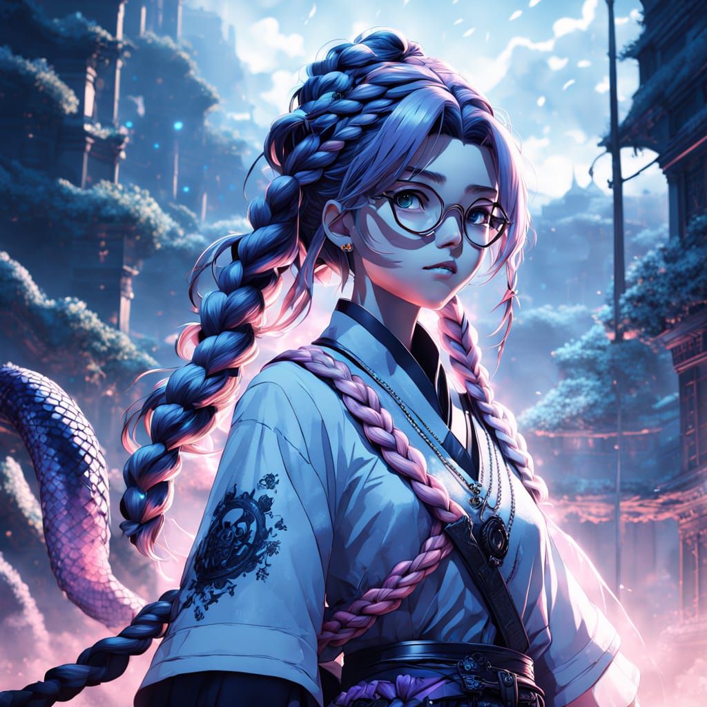 The year of the snake - Anime Girl in Elegant Combat Stance ...