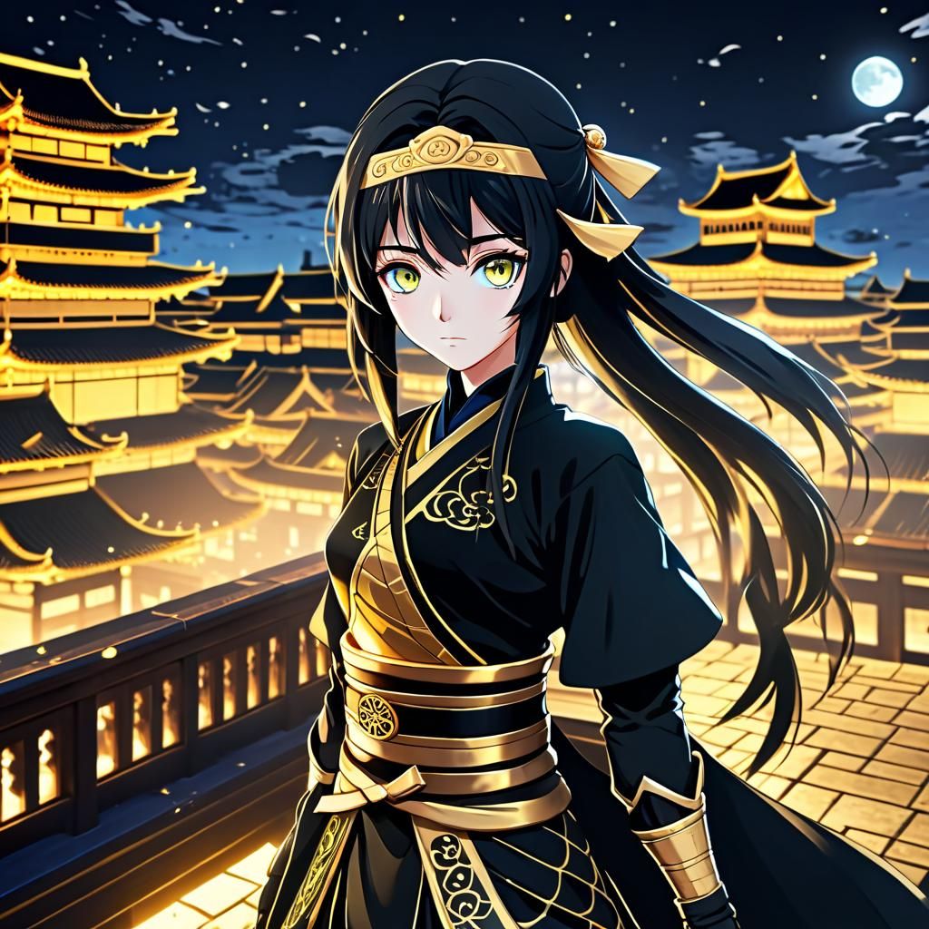 Ninja princess - Golden city - AI Generated Artwork - NightCafe Creator