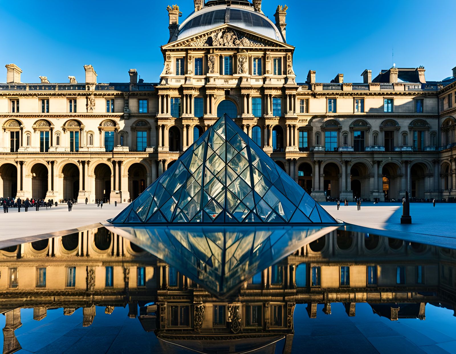 Louvre, Paris, glass pyramid entry, wide angle lens, 14mm, early ...