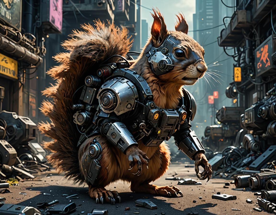 Is a terminator-squirrel, but it's a cybertronic_animal, looks like an ...