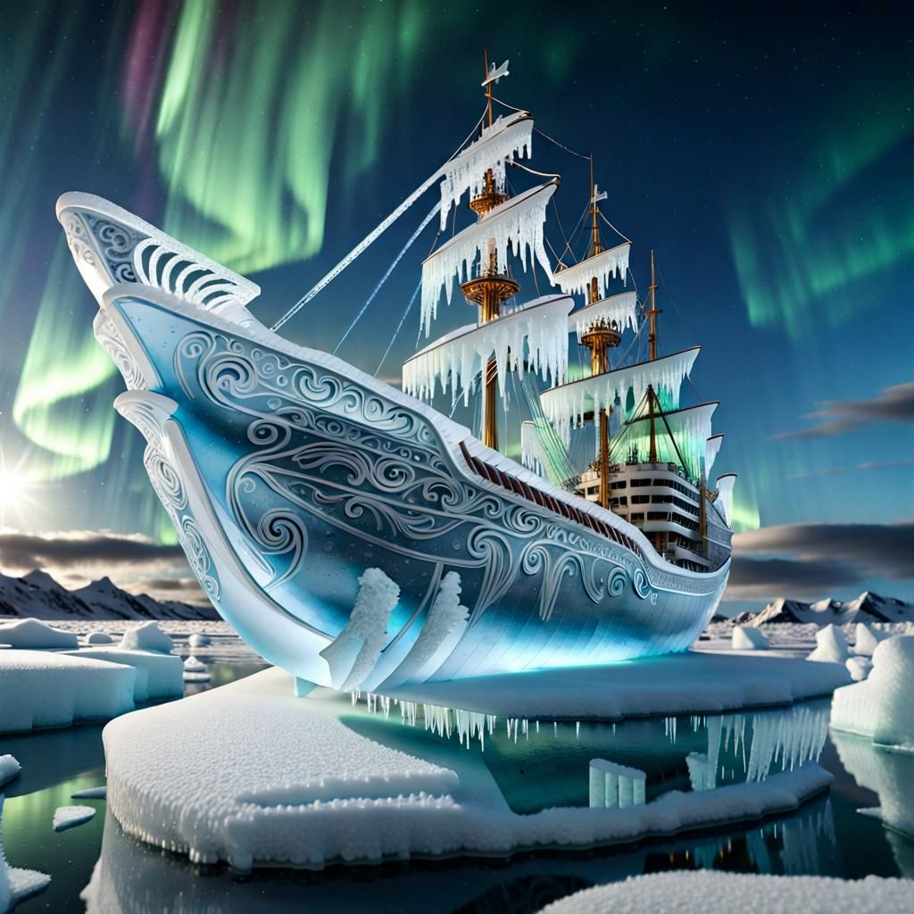 Ice Sculptures Ship - AI Generated Artwork - NightCafe Creator