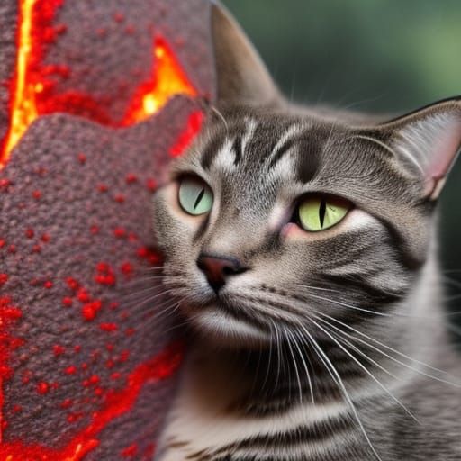 cat with volcano classic ,unreal,dark vibe - AI Generated Artwork ...