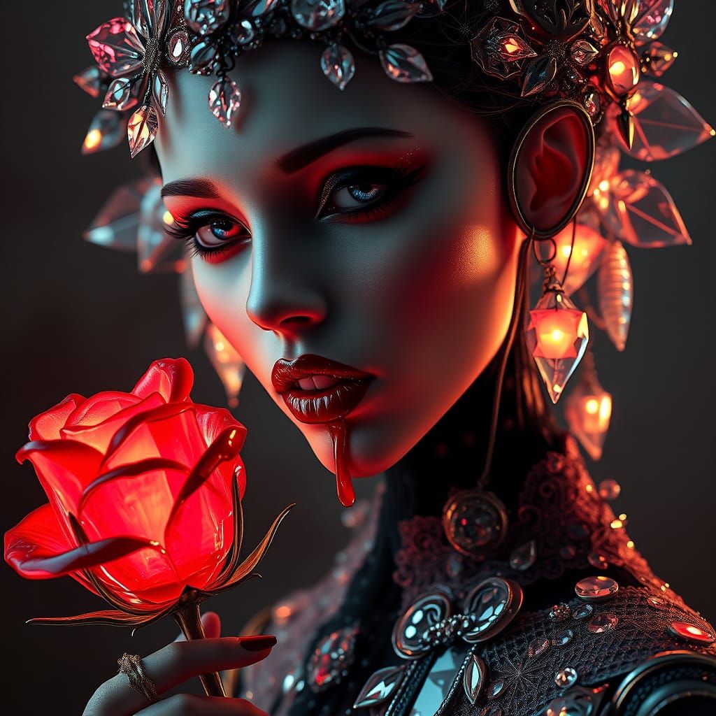 This hauntingly beautiful Victorian vampire robot hybrid portrait ...