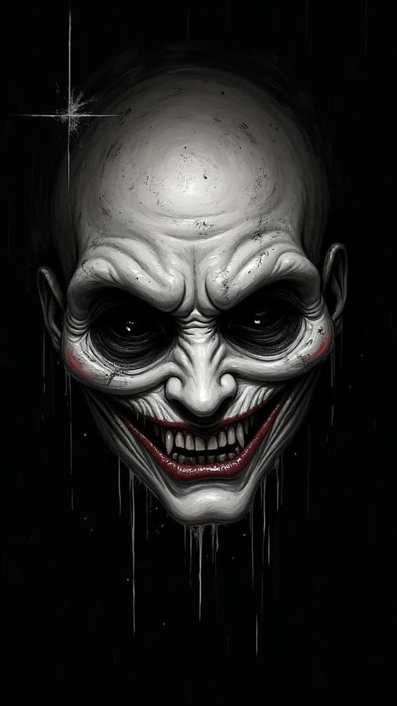 Deathly Pale Face in Moonlit Horror Scene - AI Art