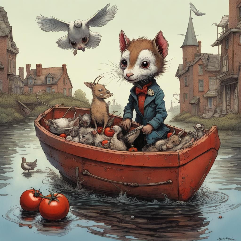 STOAT in a COAT in a BOAT on a MOAT II - AI Generated Artwork ...