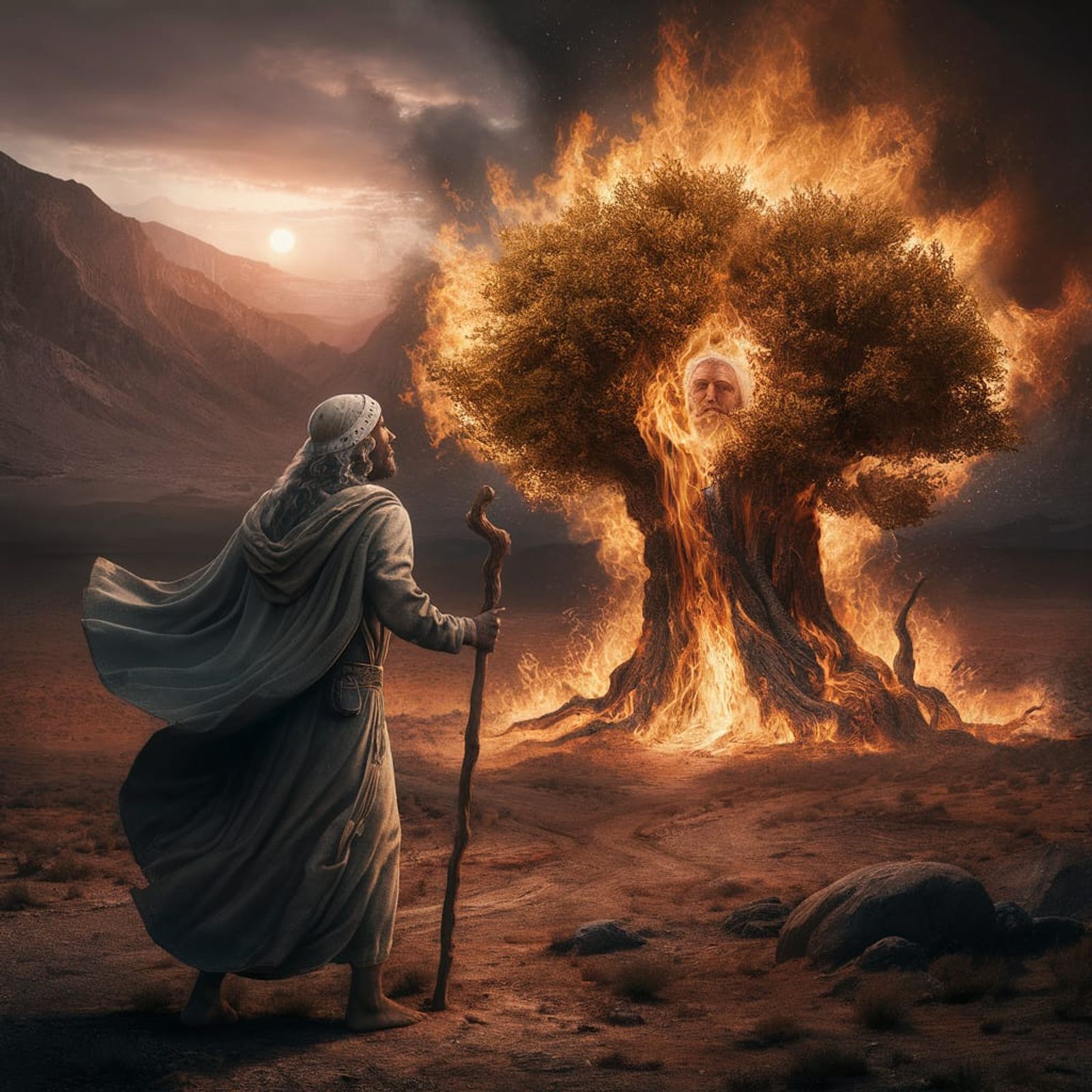 Moses encounters the burning bush - AI Generated Artwork - NightCafe ...
