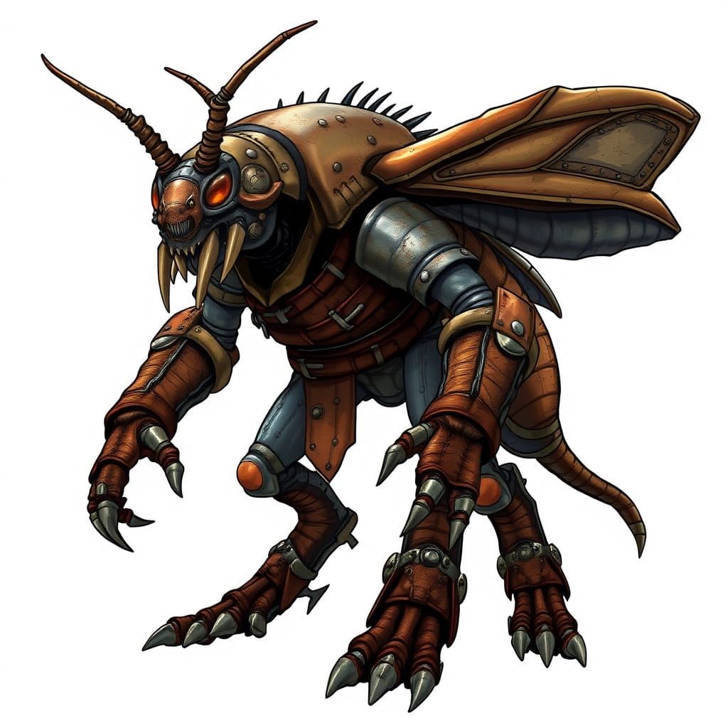 Heroic Insectoid Warrior in Dark Leather Armor - AI Art