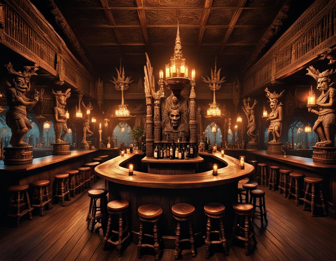 Victorian Gothic Tiki Bar - AI Generated Artwork - NightCafe Creator
