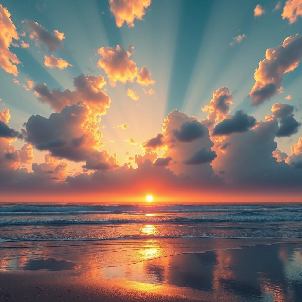Fantasy Sunrise Beachscape Masterpiece in 8K Resol... - AI Art