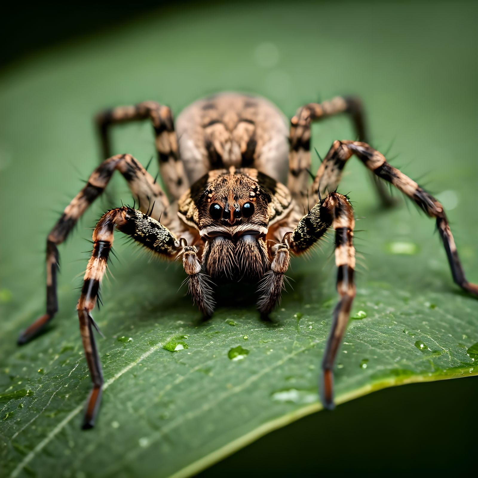 Hyper-Realistic Huntsman Spider Perched on Dark Gr... - AI Art