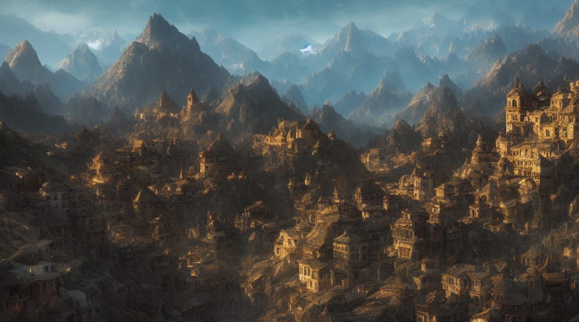 Old City on mountains : r/nightcafe