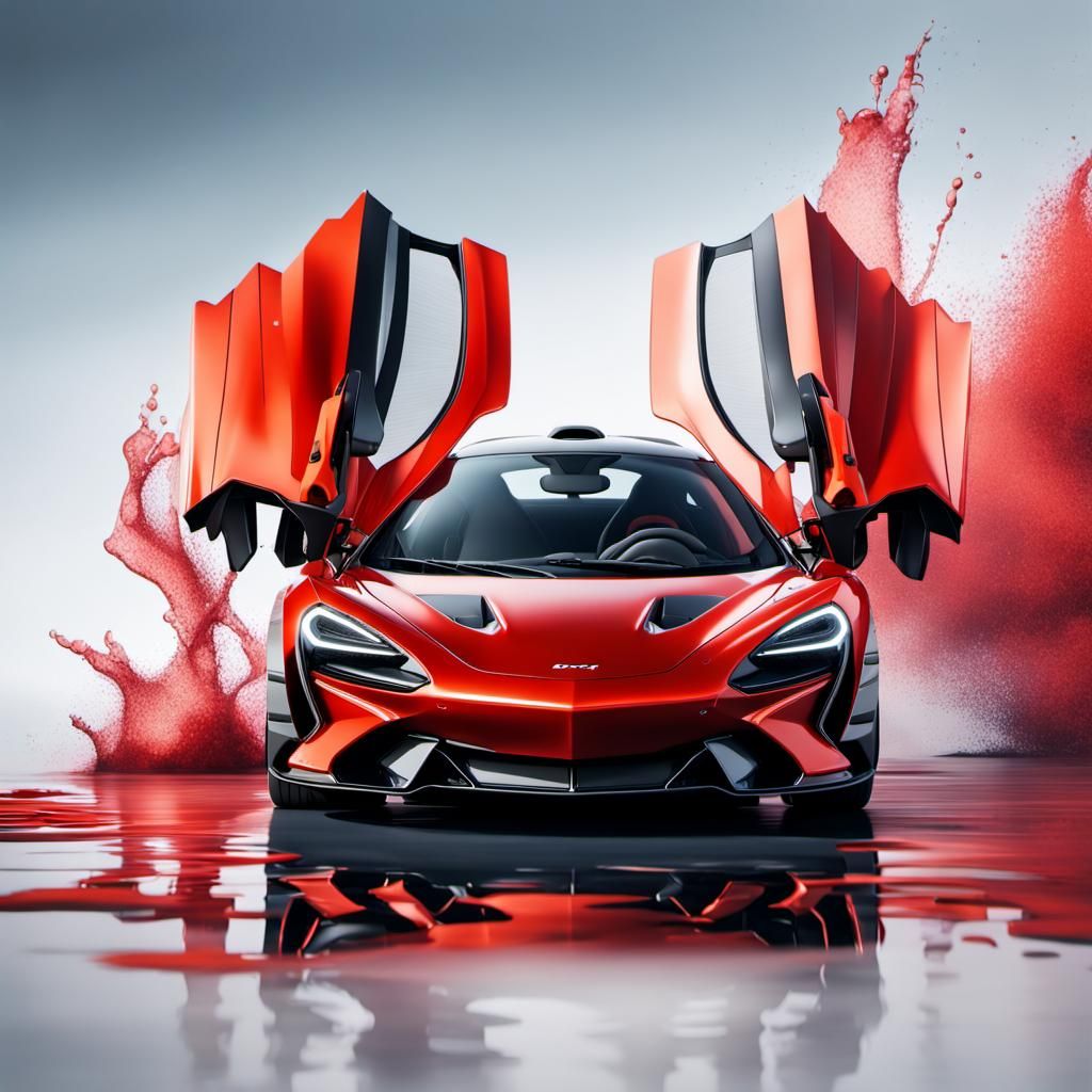 Red McLaren 765LT, front view - AI Generated Artwork - NightCafe Creator