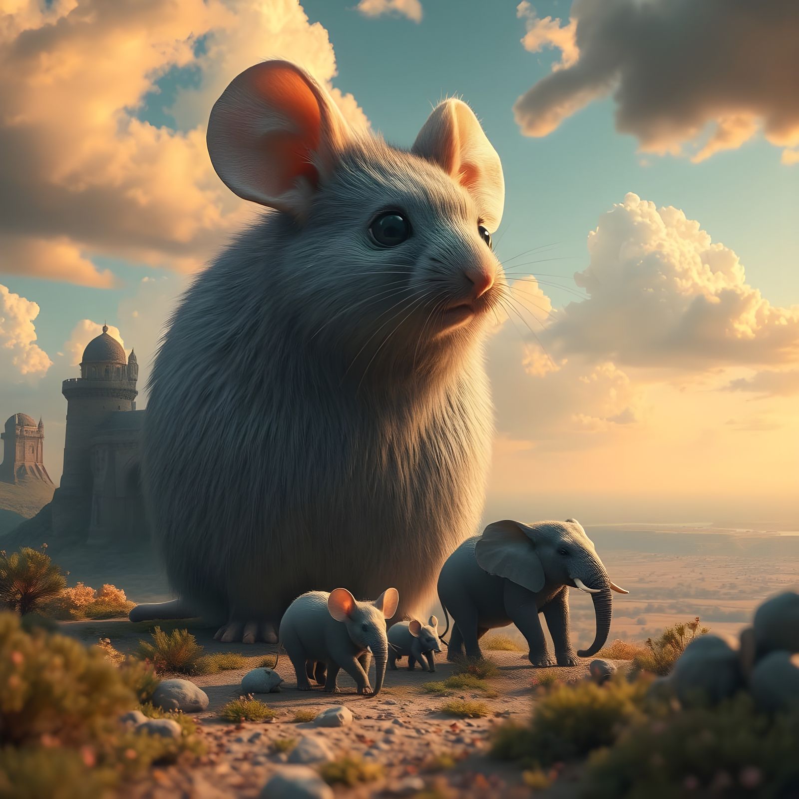 Miceland where mice are huge and elephants are small
