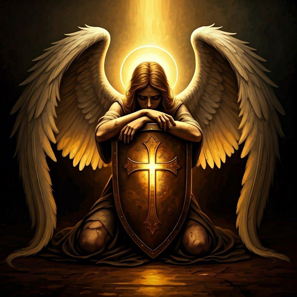 Shields - Angel of Battle, Weary Guardian with Wings