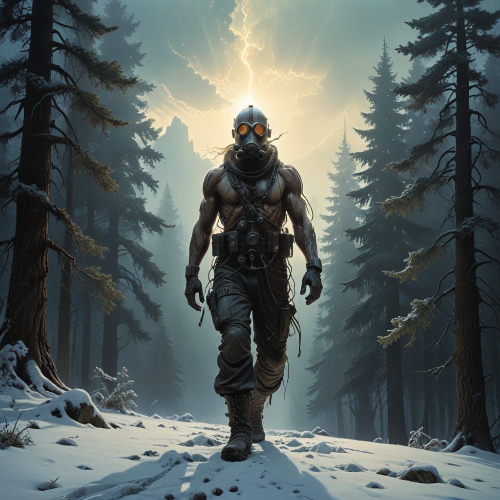 In the heart of a dense and threatening forest, completely covered in ...