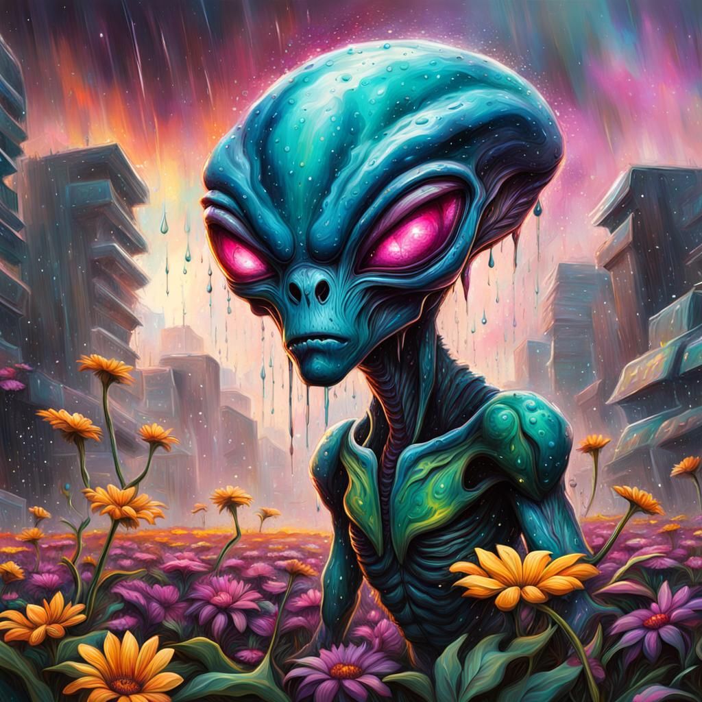 Alien Thinking about Humanity. - AI Generated Artwork - NightCafe Creator
