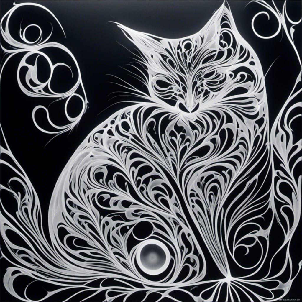 Cat photogram by Man Ray abstract vector fractal, wave function ...