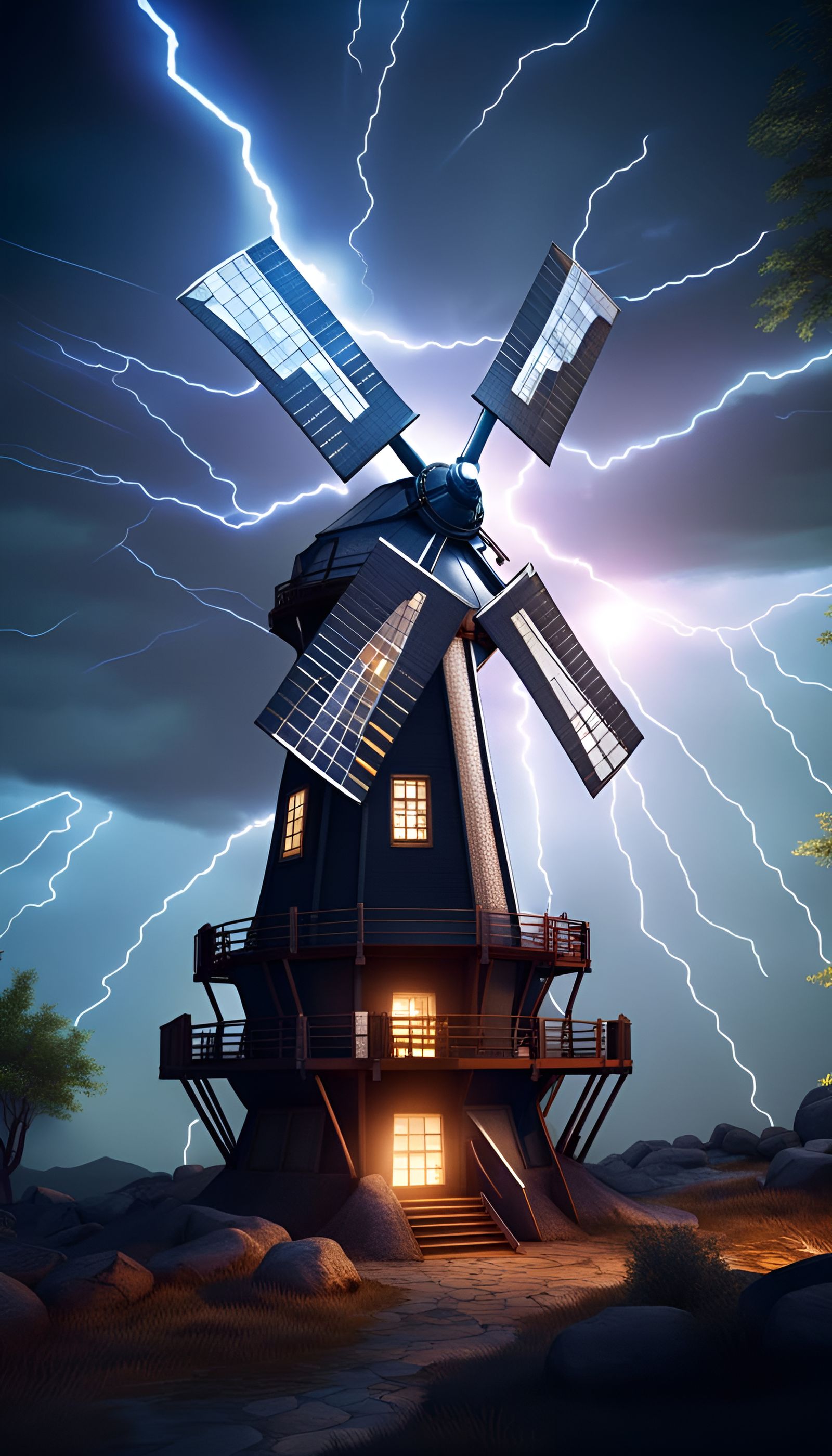 Solar Windmill - AI Generated Artwork - NightCafe Creator