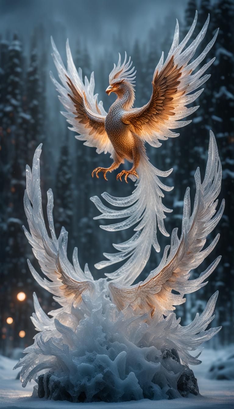 Ice Phoenix - AI Generated Artwork - NightCafe Creator