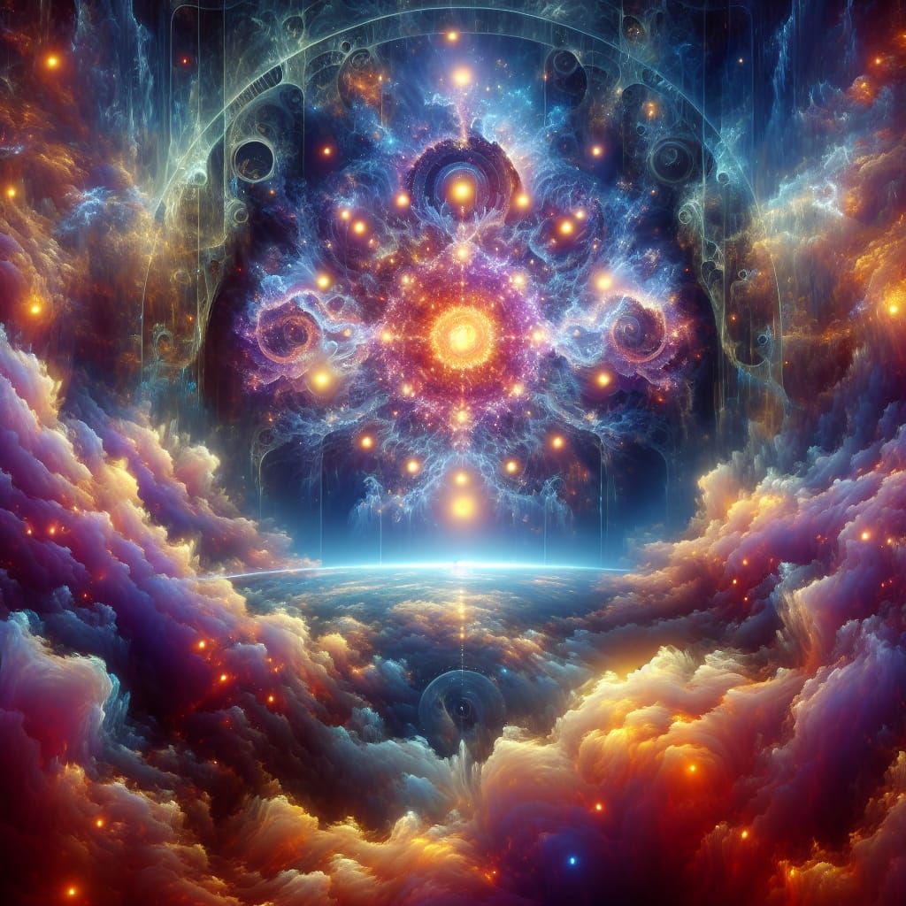 Floating on the luminous ethereal plane a Mysterious Fractal Creature ...