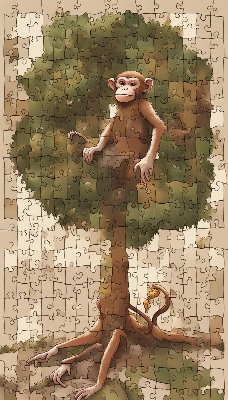 Monkey In A Tree Jigsaw Puzzle Poster - AI Generated Artwork ...