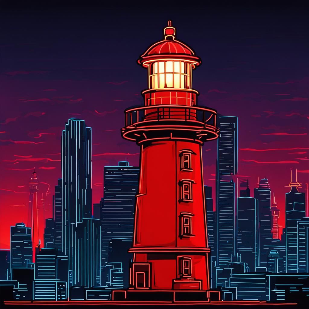 A neon sign lighthouse #1 - AI Generated Artwork - NightCafe Creator