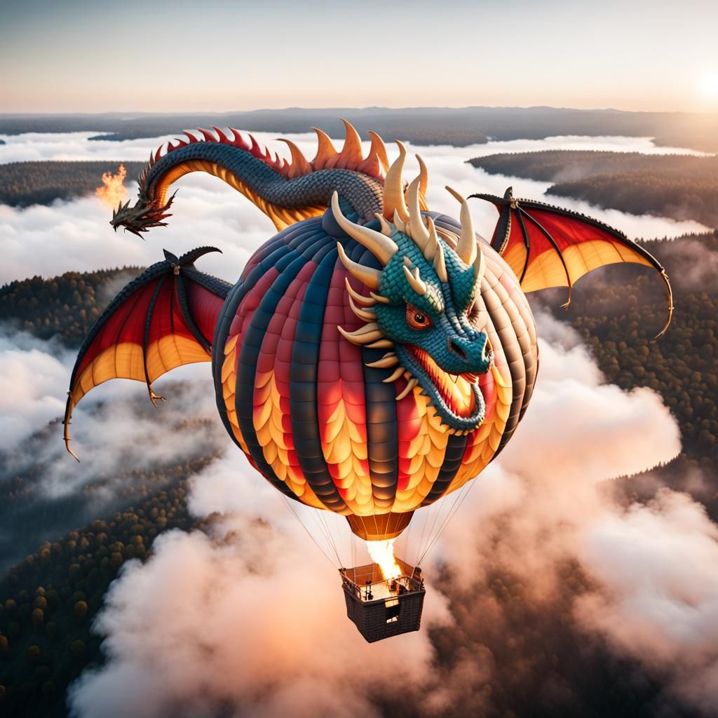 Dragon Hot Air Balloon 🎈 - AI Generated Artwork - NightCafe Creator