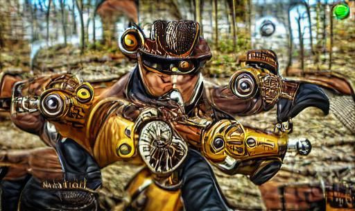 Steampunk ranger against pterodactyl - AI Generated Artwork - NightCafe ...