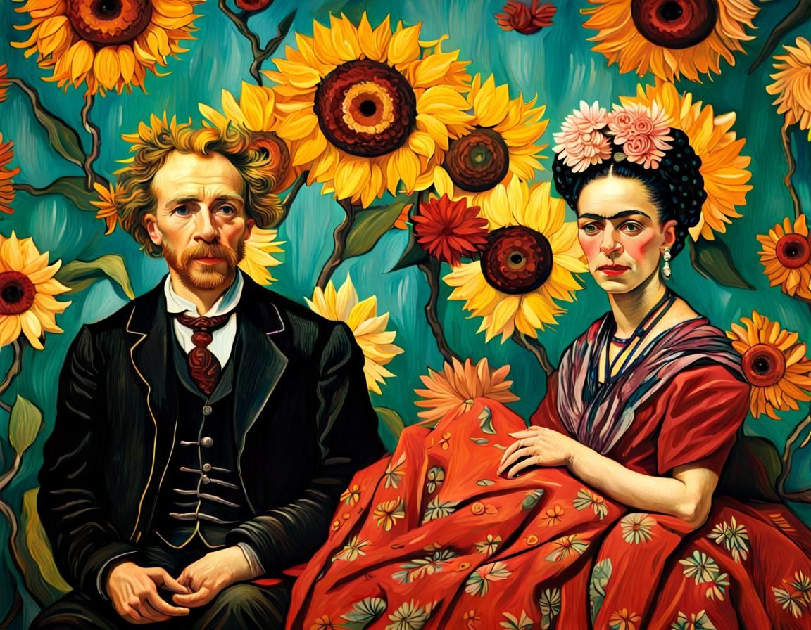 The Date: Frida Kahlo on a date with Vincent Van Gogh - AI Generated Artwork - NightCafe Creator