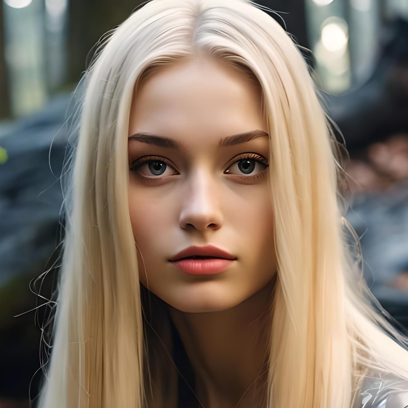 A beautiful young woman in a forest, close up - European Ink painting ...