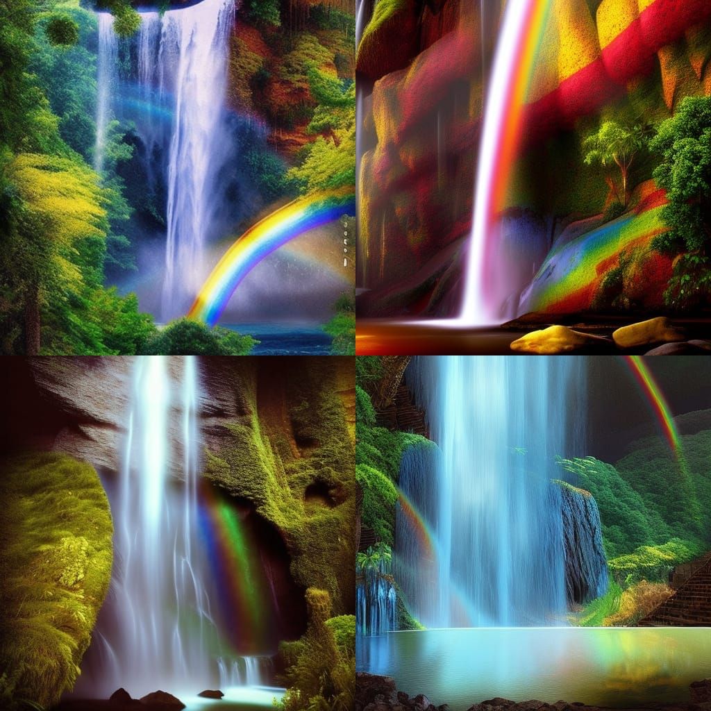 rainbow waterfall - AI Generated Artwork - NightCafe Creator