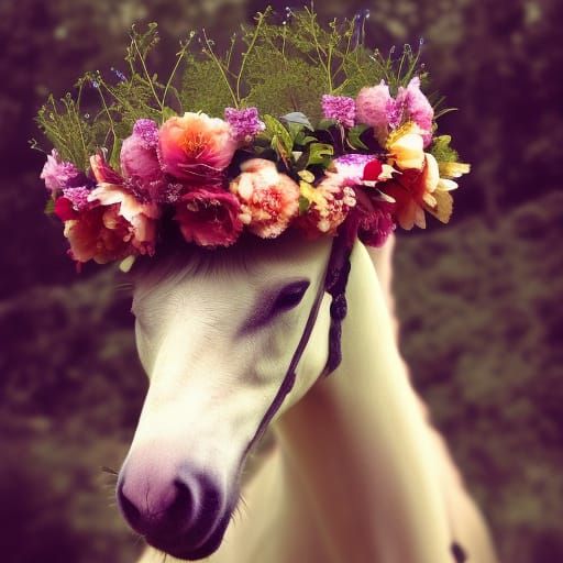 Centaur wearing a flower crown - AI Generated Artwork - NightCafe Creator