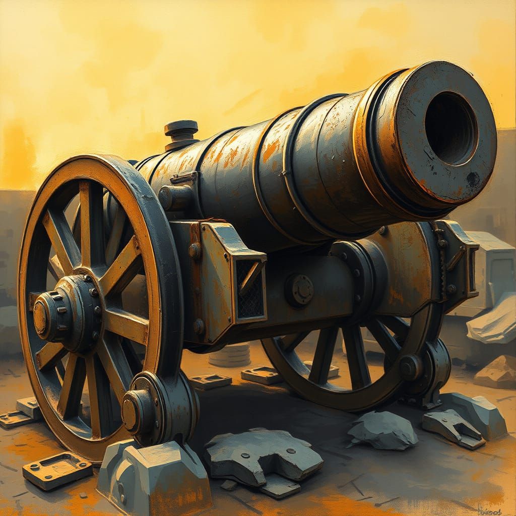 old rusty cannon - A Majestic, Old Rusty Cannon in a Warm Go...