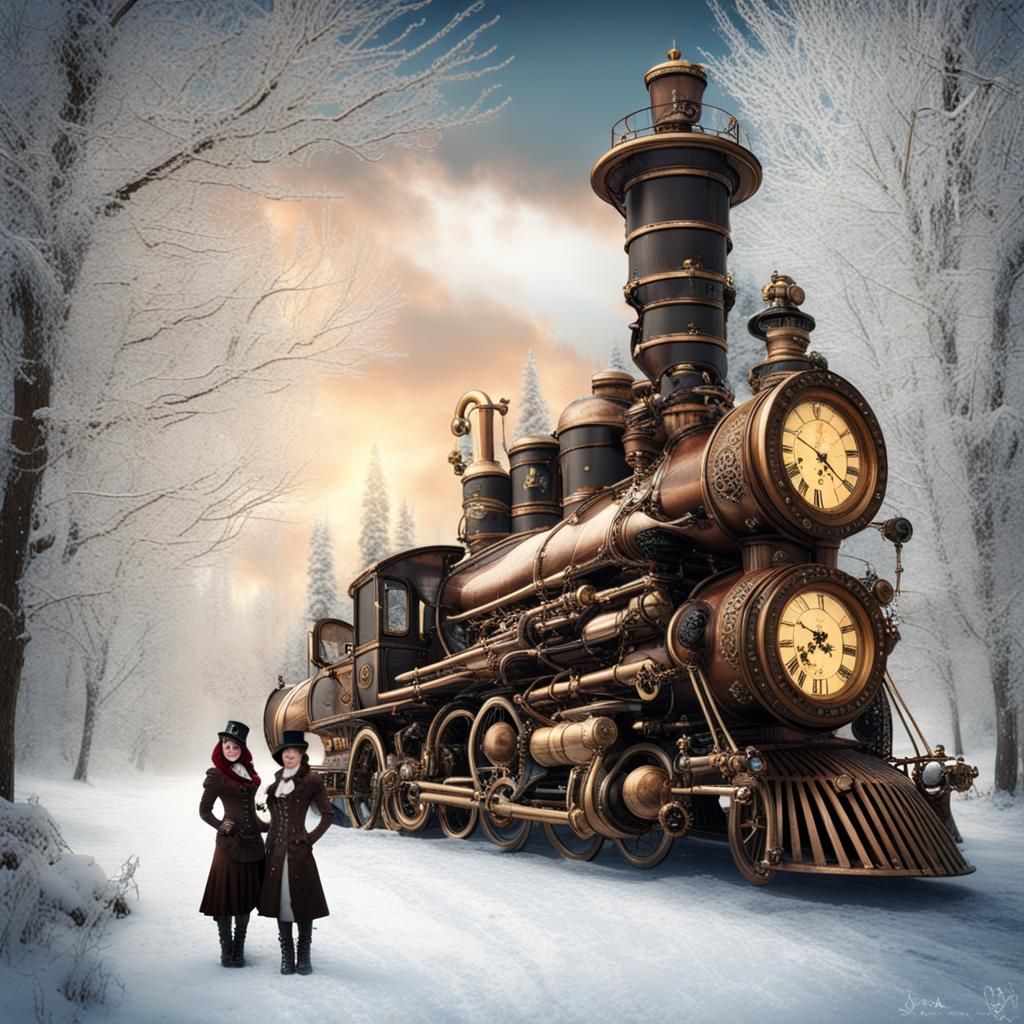 steampunk winter wonderland - AI Generated Artwork - NightCafe Creator