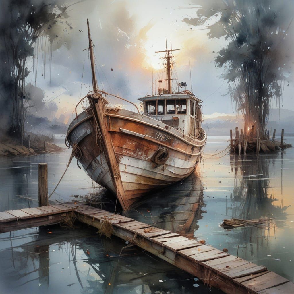 Ethereal Sunset Watercolour Masterpiece - AI Art