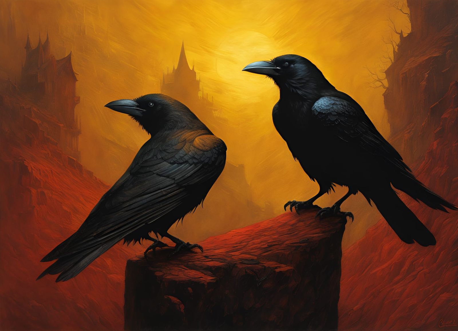 Crow world: The watchers - AI Generated Artwork - NightCafe Creator