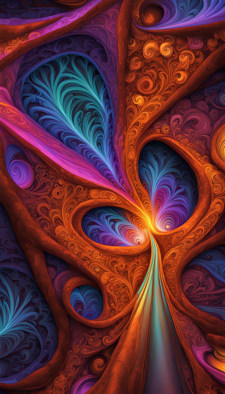 Galactic Fractal Landscapes in Blazing Neon - AI Art