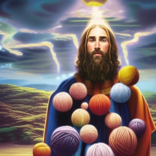 Holy Jesus male, knitting the world to heal it yarn balls knitting ...