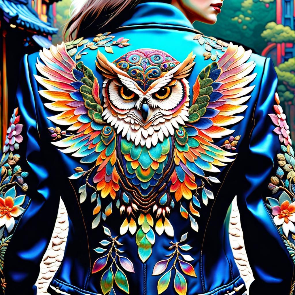 Embroidered Owl Jacket, royal blue 2 - AI Generated Artwork - NightCafe ...